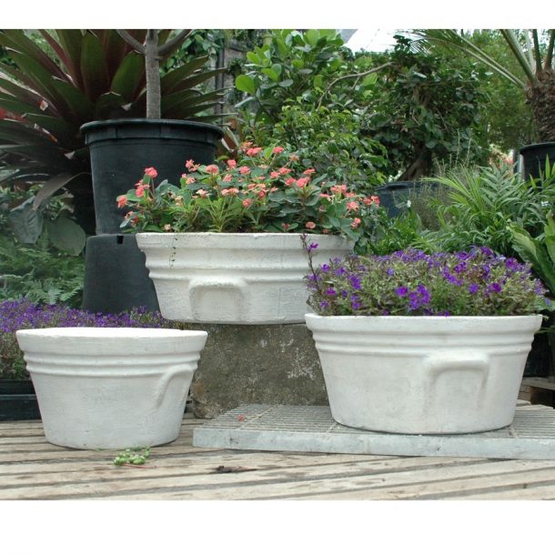 Low-Profile Watts Pot: Large Outdoor Stone Planter | Inner Gardens