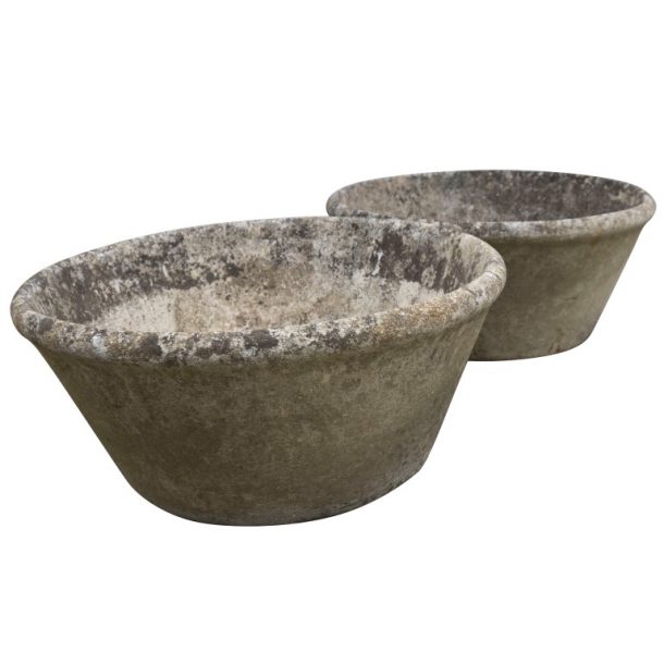Low Round Cast Stone Planters | Inner Gardens