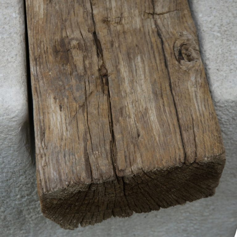 French Reclaimed Wood Bench with Limestone Legs | Inner Gardens