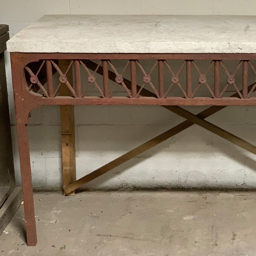 Vintage Mid Century Console Table, Stone Top | Inner Gardens