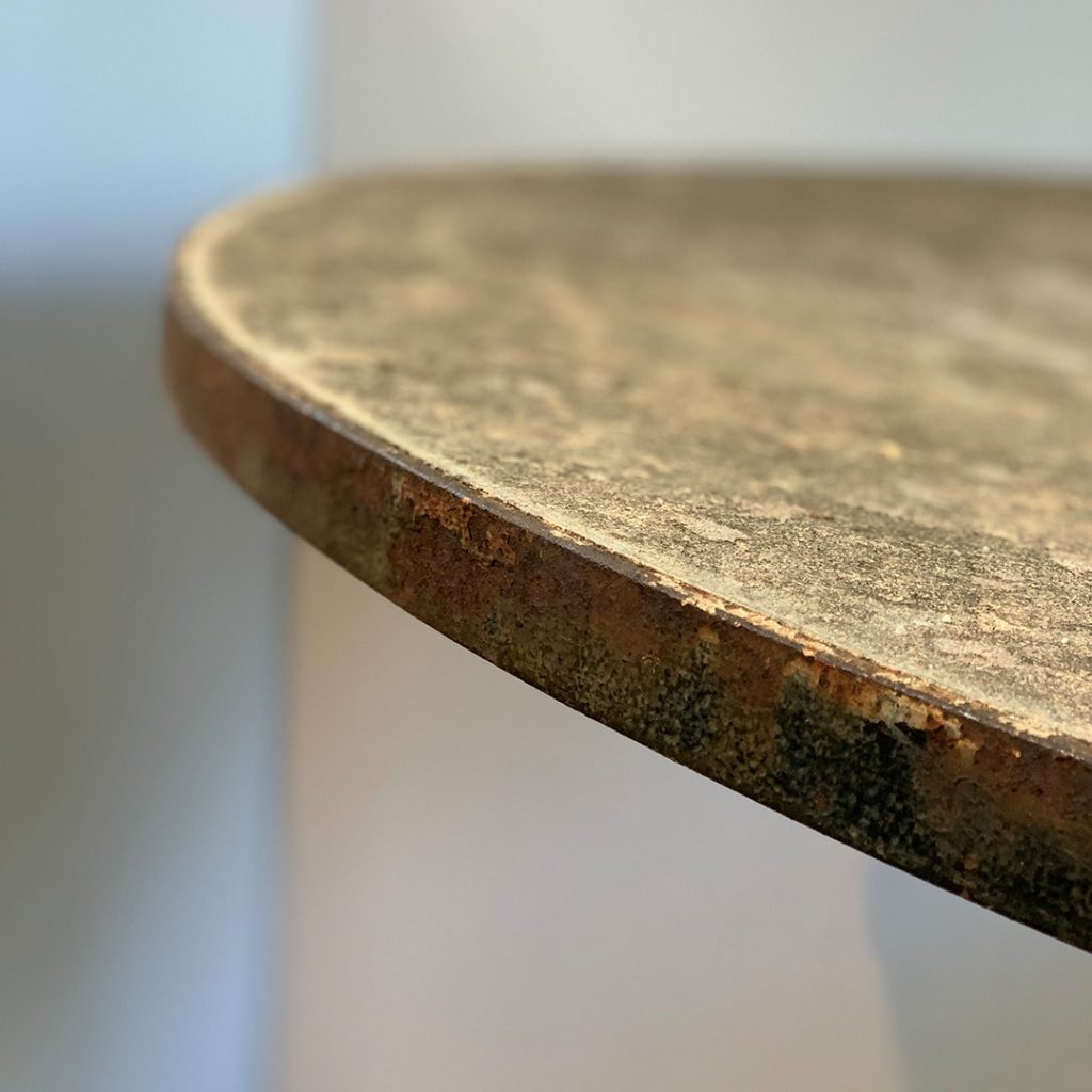 Antique Cast Stone Garden Table on Iron Base | Inner Gardens