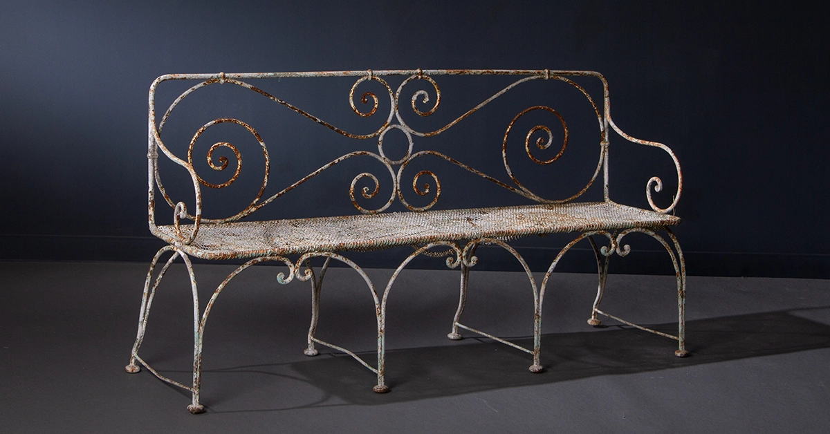 Antique French Pierced Metal Bench C. 1880 | Inner Gardens